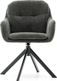 Tmavě zelené čalouněné jídelní křeslo s područkami Lexa – Kave Home