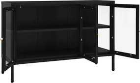 Příborník černý 105 x 35 x 70 cm ocel a sklo 336067