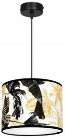 Závěsné svítidlo Gold Flowers, 1x bílé textilní stínítko s květinovým vzorem, (výběr ze 2 barev konstrukce)