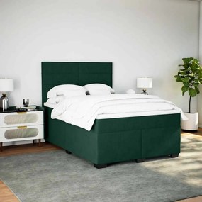 Box spring postel s matrací tmavě zelená 160x200 cm samet 3293257