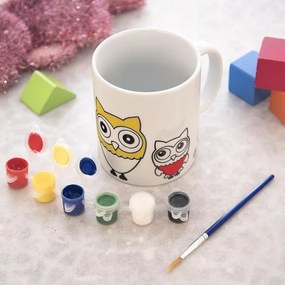 Porcelánový hrnek SOVA s barvami a štětcem, 380 ml