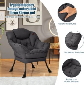 Costway Moderní křeslo, relaxační křeslo s područkami a boční kapsou, křeslo