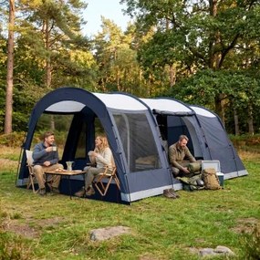Outsunny Tunelový stan pro 4 osoby, rodinný stan se spací a obývací částí, 6 oken, 3 dveře, podlážka, stojací výška, vodní sloupec 3000 mm