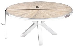 Massive home | Kulatý jídelní stůl BARRACUDA 120 CM sklo/masiv teak