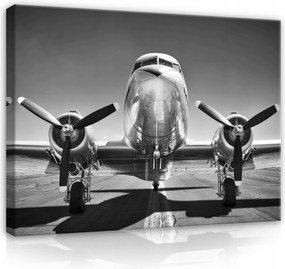 Obraz 100x75 Douglas DC-3 letadlo letectvo retro klasika černobílé