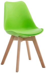 Židle Borne V2 plast / koženka, dřevené nohy natura - Zelená