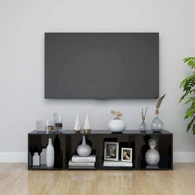 TV stolky 4 ks černé vysoký lesk 37x35x37 cm kompozitní dřevo