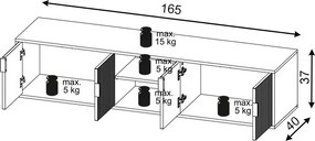 TV stolek Flinn 165 cm bílý/zlatý