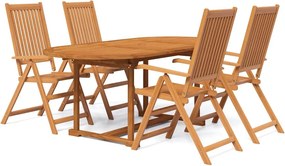 5dílný zahradní jídelní set masivní akáciové dřevo 120-170 cm 3079643