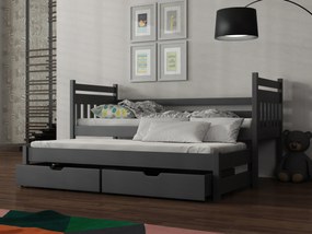 Dětská postel 90 cm DANNY (s roštem a úl. prostorem) (grafit). 1013122