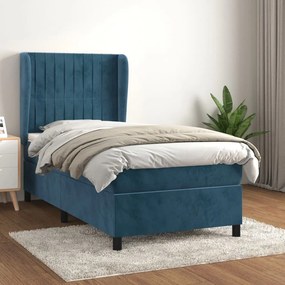 Box spring postel s matrací tmavě modrá 90x190 cm samet,  3129307