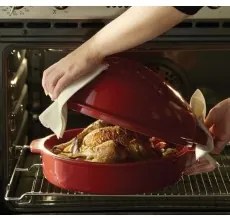 Emile Henry oválný pekáč na kuře s poklicí, pepřová, 5 l / 41,5 x 20 cm 798444