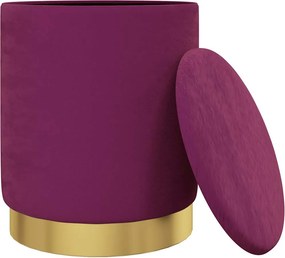 Kulatá stolička s úložným prostorem fialová samet 31 x 37 cm 340288