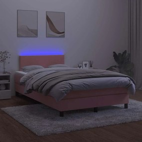 Box spring postel s matrací a LED růžová 120 x 190 cm samet 3270146