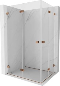 Mexen Lunar-F Duo, skládací sprchový kout 80 x 75 cm, 8mm čiré sklo, profil růžové zlato, 836-080L-075P-60-00