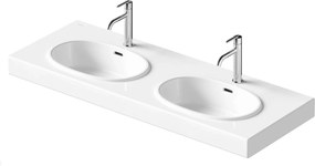 Duravit Balcoon - Dvojumyvadlo 130x48 cm, s přepadem, 2 otvory pro baterii, s výpustí, DuraShield, bílá 241213AA00