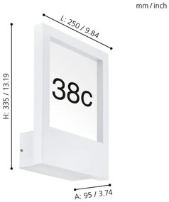 Eglo 98143 - Domovní číslo MONTEROS 1xE27/28W/230V bílá IP44
