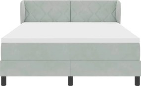 Postel s boxspringem s čelo Světle šedá 140 x 190 cm samet 3340436