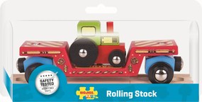 Bigjigs Rail Dřevěný vagon s traktorem + 2 koleje