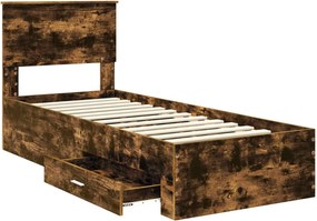 Rám postele Uzený dub a stříbrná 75 x 190 cm Kompozitní dřevo 3410962