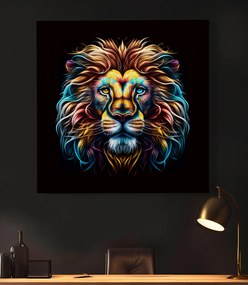 Obraz na plátně - Barevný lev, zlatá záře FeelHappy.cz Velikost obrazu: 40 x 40 cm