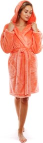 Krátký župan s kapucí Lilly extra one size lososový 33 20 2251 - S/M
