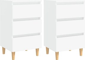vidaXL Noční stolky s dřevěnými nohami 2 ks 40 x 35 x 69 cm [805888] Barva: bílá s vysokým leskem