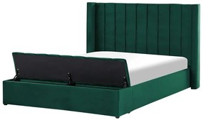 Sametová postel s úložným prostorem 160 x 200 cm zelená NOYERS Beliani