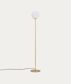 Bílá/ve zlaté barvě stojací lampa se skleněným stínidlem (výška 155 cm) Brisia – Kave Home