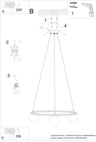 Sollux SL.1213 - Lustr na lanku YOLI 3xG9/8W/230V černá