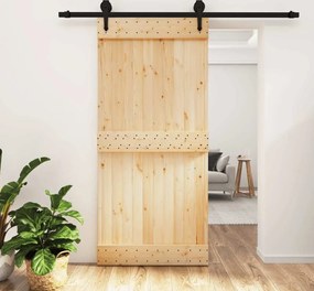 vidaXL Posuvné dveře s kováním 95 x 210 cm masivní borové dřevo [3203234]