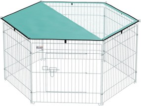 PawHut Ohrádka pro psy 6 panelů 59x60 cm Skládací kovový plot pro domácí mazlíčky s dveřmi a zámkem a stříškou pro zahradu a terasu