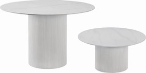 Konferenční stolek, bílý mramor/MDF, průměr 80 cm, MAHIR TYP 1