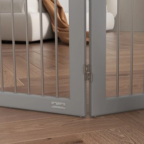 Skládací bezpečnostní bariéra PawHut, 3-panely pro psy, 2 podpěrné nohy, výška 80 cm, pro dveře, chodby, místnosti a schody, šedá