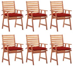 Zahradní jídelní židle 6 ks s poduškami masivní akáciové dřevo,  3078368