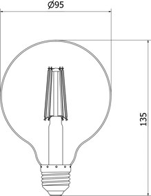 Mexen Vintis, LED žárovka E27, G95, 8W, Teplá - 2700K, 1055 lm, čirá - L157-E27-0827-00