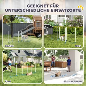 Sada pro trénink agility pro psy PawHut s pytlem z polyesteru 600D bílo modrá 305 x 60 x 94 cm pro psí sporty | Aosom.de