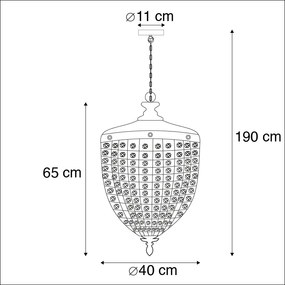 Art Deco závěsná lampa krystal se zlatem 40 cm - Cesar