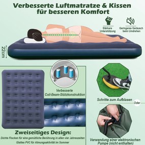 Costway 5 v 1 Camping Stan Camp Bed for 2 People Nafukovací matrace Polštář