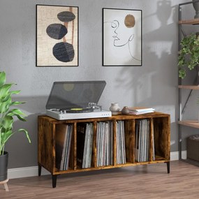 Skříňka Na Lp Desky Kouřový Dub 100X38X48 Cm Kompozitní Dřevo Černá