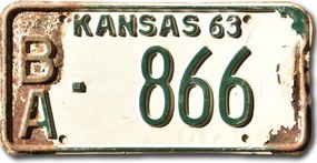 Americká SPZ Kansas 1963 White BA-866
