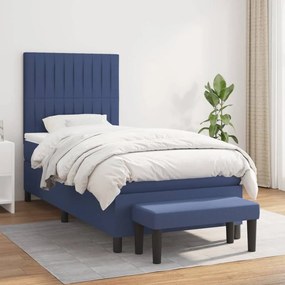 Box spring postel s matrací modrá 90x200 cm textil,  3136731