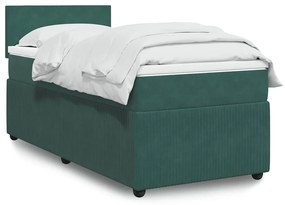 Box spring postel s matrací tmavě zelená 100x200 cm samet 3289959