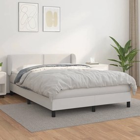 vidaXL Box spring postel s matrací bílá 140 x 190 cm umělá kůže