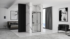 Zalamovací sprchové dveře REA RAPID FOLD 80 cm pro instalaci do niky, černé/transparent - bez vaničky