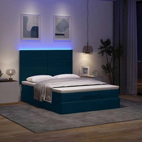 Osmanský rám postele s matracemi tmavě modrá 140x190cm samet 3314322