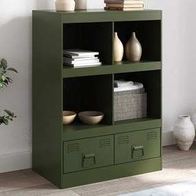 Highboard olivově zelený 67 x 39 x 95 cm ocel