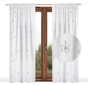 Vánoční dekorační závěs s řasící páskou XMAS TIME bílá stříbrné vločky 145x250 cm (cena za 1 kus) MyBestHome