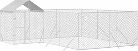 Venkovní psí kotec se střechou stříbrný 6 x 6 x 2,5 m ocel 3190471