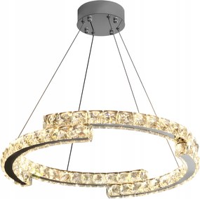 Led Závěsná Stropní Křišťálová Lampa, Chromovaná, Závěsná, Glamour, Velká